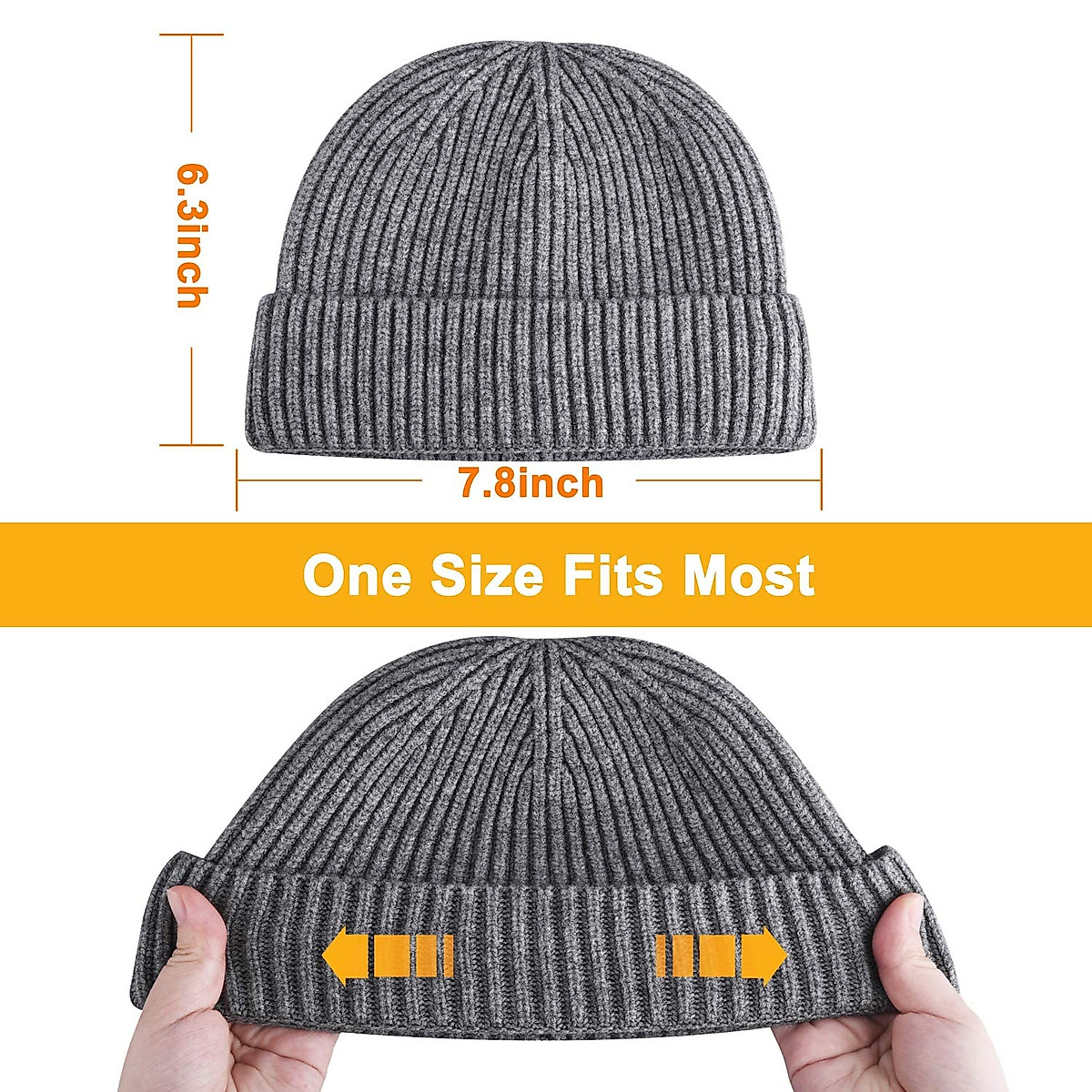 choshion 50% Wool Warm Cuffed Short Knit Fisherman Beanie for Men Women Winter Hats Trawler Skull Cap, Green