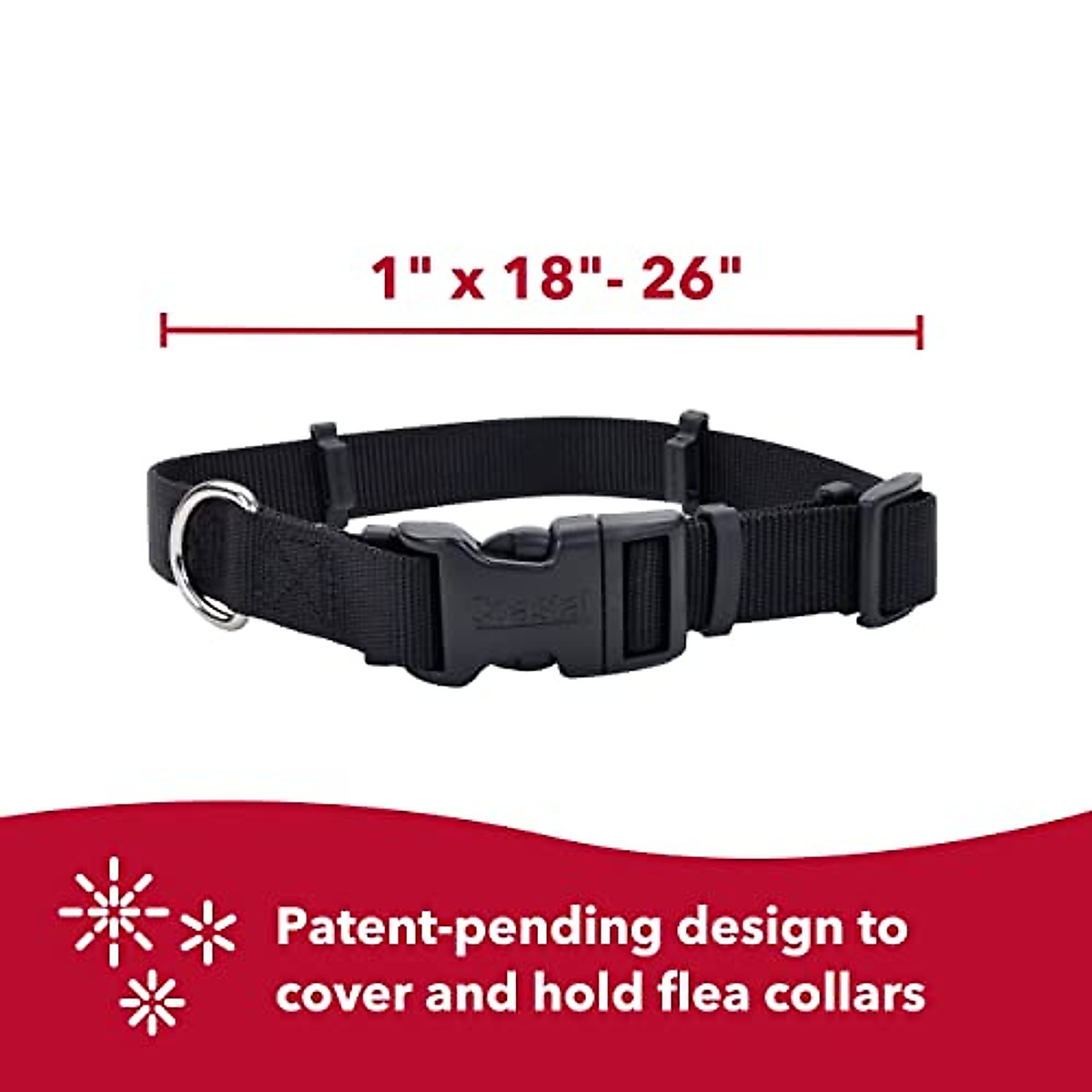 Coastal - Secureaway Flea Collar Protectors, Black, 1" x 18"-26"