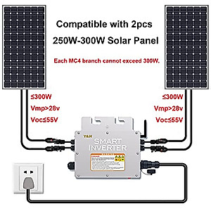 Y&H 600W Grid Tie Micro Inverter with WiF Communication Waterproof MPPT Stackable DC30-60V Solar Input AC110V 220V Auto Pure Sine Wave Output for 30V 36V PV Panel