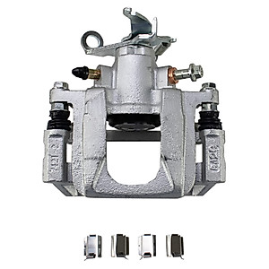 TRQ Rear Brake Pad & Rotor Kit Brake Caliper Brake Pads Brake Rotor Semi-Metallic Premium G-Coated Compatible with 2009-2013 Dodge Journey