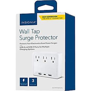 Insignias 3-Outlet3-USB Surge Protector - White