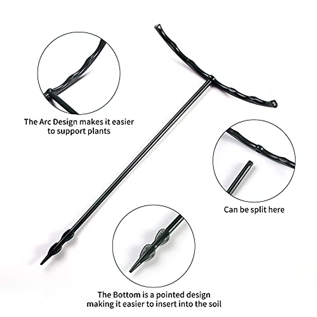 12 Pack Plant Support Plant Stakes with 24 Pcs Plant Clips, Half Round Plant Support Ring Plastic Plant Cage Holder Flower Pot Climbing Trellis for Small Plant Flower Vegetable,Indoor Plants