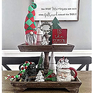 Felt Creative Home Goods Rustic Wood Two Tiered Tray, Rectangle 2 Tier Serving Tray for Coffee Bar, Kitchen Counter, Dining Room Table, Cupcake Stand, Holiday and Farmhouse Decor (Rustic Brown)