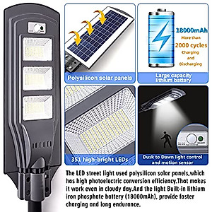 ILLSTAR Solar Street Lights Outdoor - Solar Street Light Dusk to Dawn 300W Equivalent - Motion Sensor & Remote Control - Solar Street Light for Parking Lot,Backyard, Pathway etc.（2-Pack