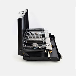 N.F. Gas Camping Stove,20400 BTU 3 Burner Propane Stove with Regulator,Portable Propane Grill for Outdoor Camping BBQ Party, black, m