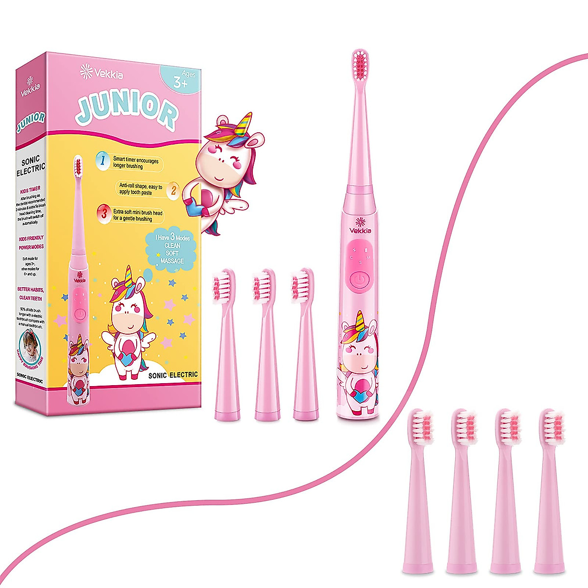 Vekkia Kids Electric Toothbrush and Replacement Heads Purchased Together Save 10%