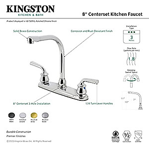 Kingston Brass KB750RXL Restoration 8-Inch Centerset Kitchen Faucet, Polished Chrome