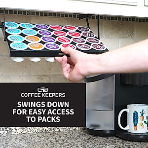 Coffee Keepers Under Cabinet Coffee Pod Holder - Storage Organizer for K-Cup® packs - Discreet Design - Holds 24 Single Coffee Pods - Easy, No-Drill Install - For Home, RV, & Boat Storage
