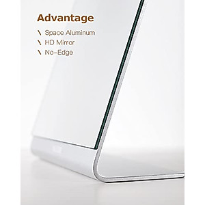 NEZZOE Modern Makeup Mirror, 12" Length Aluminum Desk Mirror, Vanity Mirror for Counter, Bedroom, Bathroom, Dorm