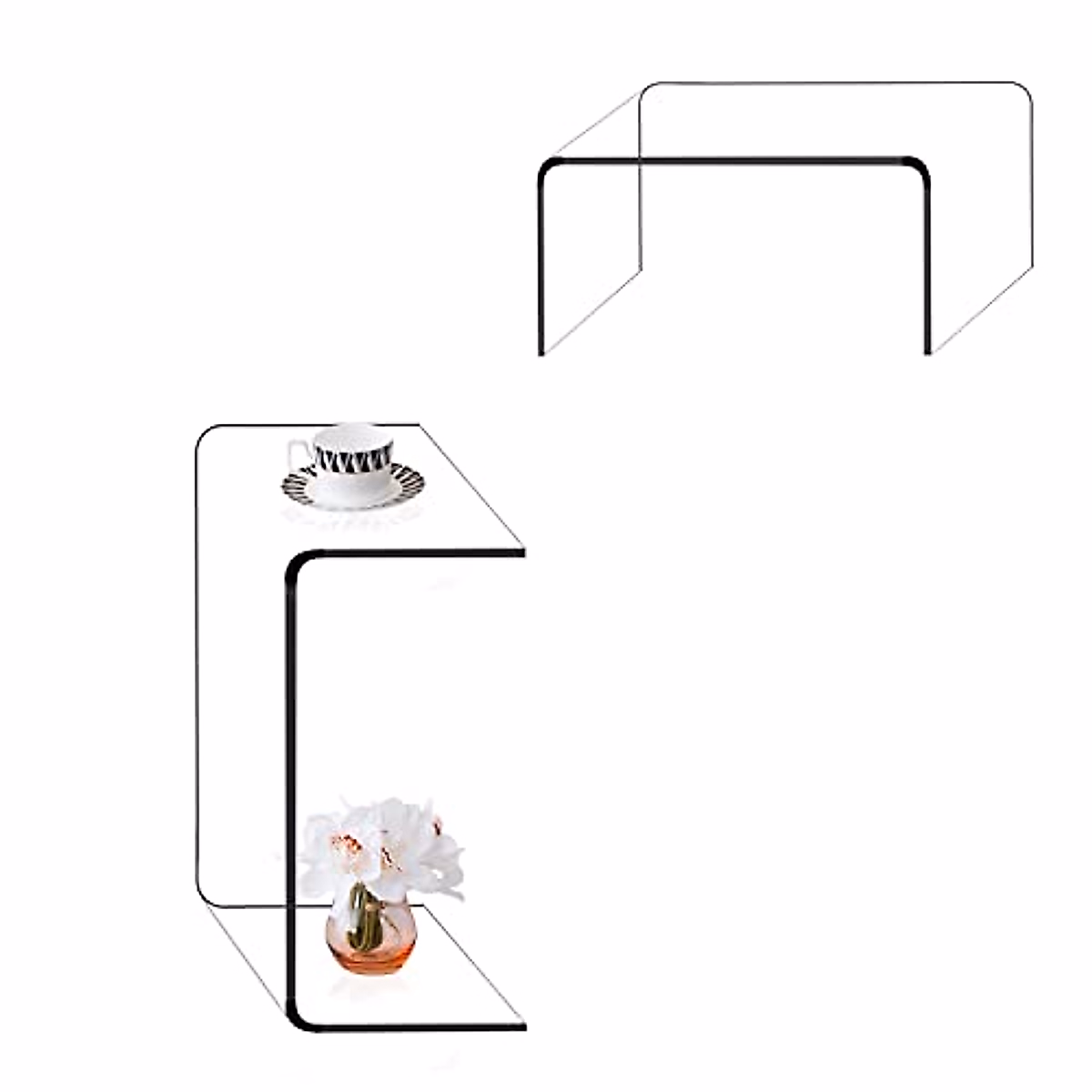 TPZLRN FBA Acrylic Coffee Table, Small Clear Safe Rounded-Edge Coffee Table for Livingroom, Easy to Clean Anti-Scratch Home Decor Supplies(1PCS)