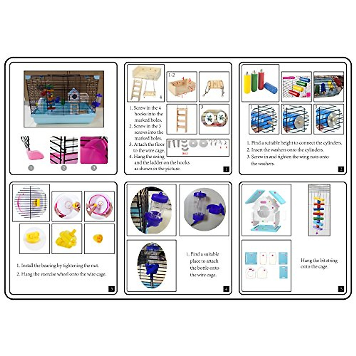 Hamster Cage | Dwarf Hamster Habitat with Exercise Wheel, Water Bottle & Accessories | 18" L x 12.5" W x 13.5" H by GalaPet