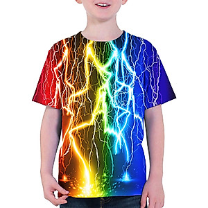 Asylvain Boys Girls Colorful Shirts Unisex Kids Tee Shirt 3D Print Cool Design Graphic Funny Tops T-Shirts Size 8-10 Years