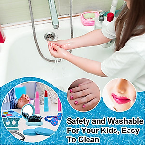 Kids Makeup Kit for Girl Toys, Princess Toys With Makeup kit Nail Polish Set Little Girls Toddlers Dress up Set Birthday Gift Play Makeup Kits For Girls Ages 6-10