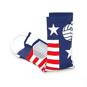 ChalkTalkSPORTS Volleyball Woven Mid-Calf Socks | USA | Red & White & Blue
