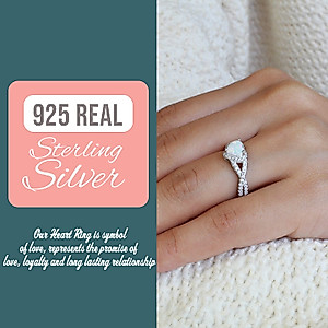 CloseoutWarehouse White Simulated Opal Cubic Zirconia Heart Swirl Design Ring Sterling Silver Size 11