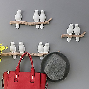 WINGOFFLY® Decorative Birds On Tree Branch Wall Mounted Coat Hanger for Coats/Hats/Keys/Towels(Three Birds)