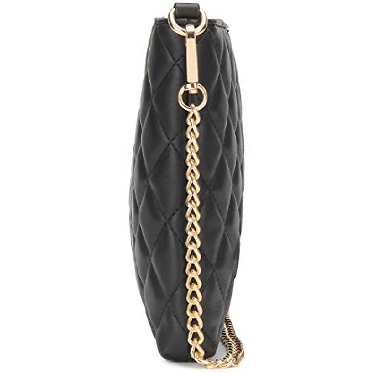 lola mae Simple Quilted Crossbody Bag, Lightweight Wristlet Shoulder Purse (Black)