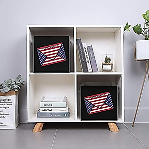 Postal Worker US Flag Collapsible Storage Bins Basics Folding Fabric Storage Cubes Organizer Boxes with Handles