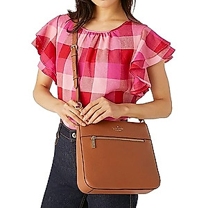 Kate Spade New York crossbody bag for women Leila top zip purse handbag for women, Warm ginger, Medium