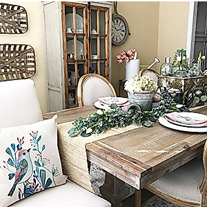 CARRIE HOME Spring Outdoor Pillow Covers 18x18 Set of 4 Farmhouse Decorative Spring Bird and Flower Throw Pillow Covers for Patio Furniture and Couch