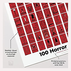 Pop Chart | 100 Horror Movies Scratch-Off Poster | 12" x 16" Wall Art | Horror Movie Decor for the Scary Movie Fan | 100% Made in the USA