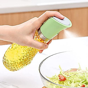 260ml Oil Sprayer Dispenser, Glass Oil Dispenser Bottle Spray Mister, Refillable Food Grade Oil Vinegar Spritzer Sprayer Bottles for BBQ, Air Fryer, Salad, Baking, Grilling, Kitchen Baking (Yellow)