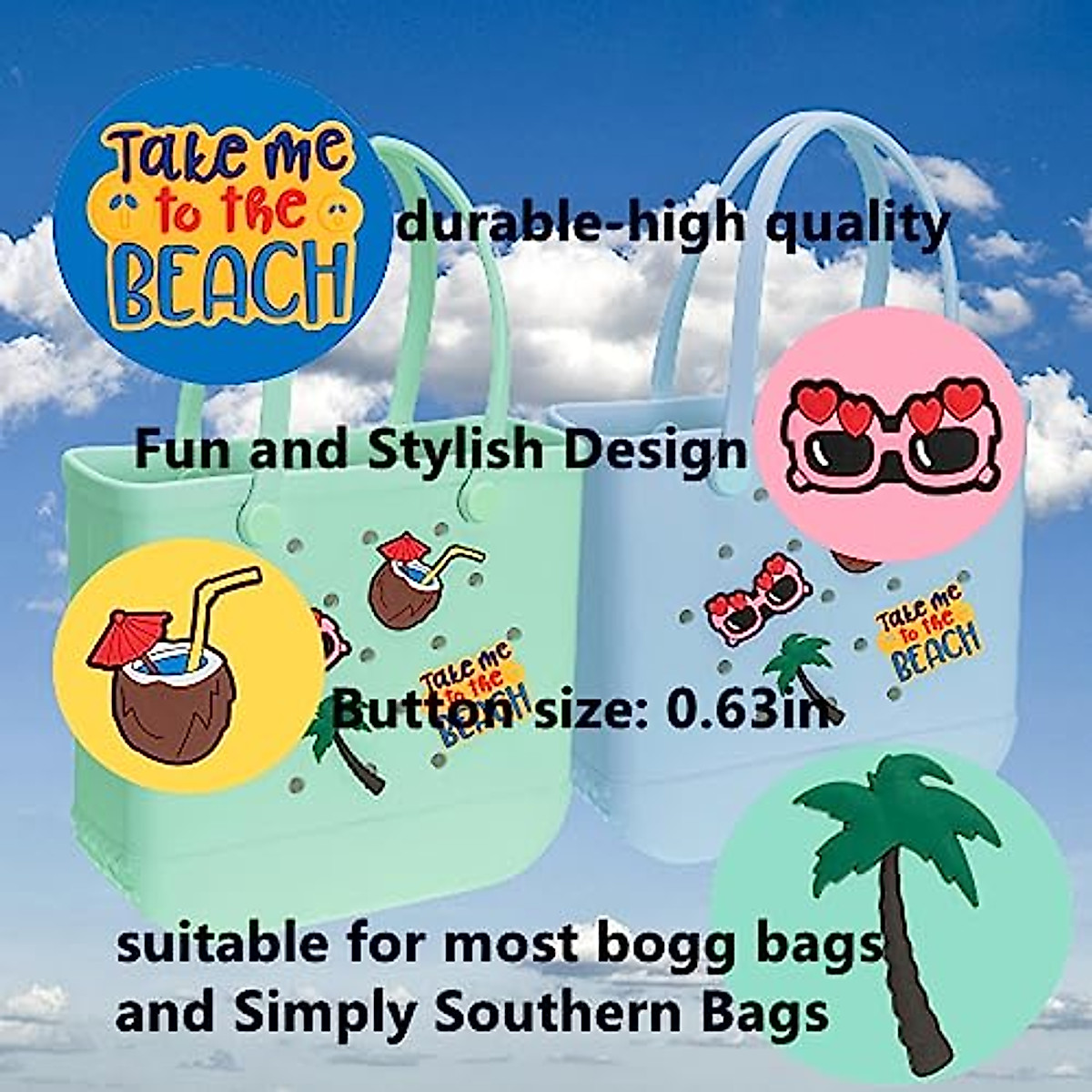 Enruiya Charms for Bogg Bags Accessories for Women Rubber Simply Southern Beach Totes Decoration