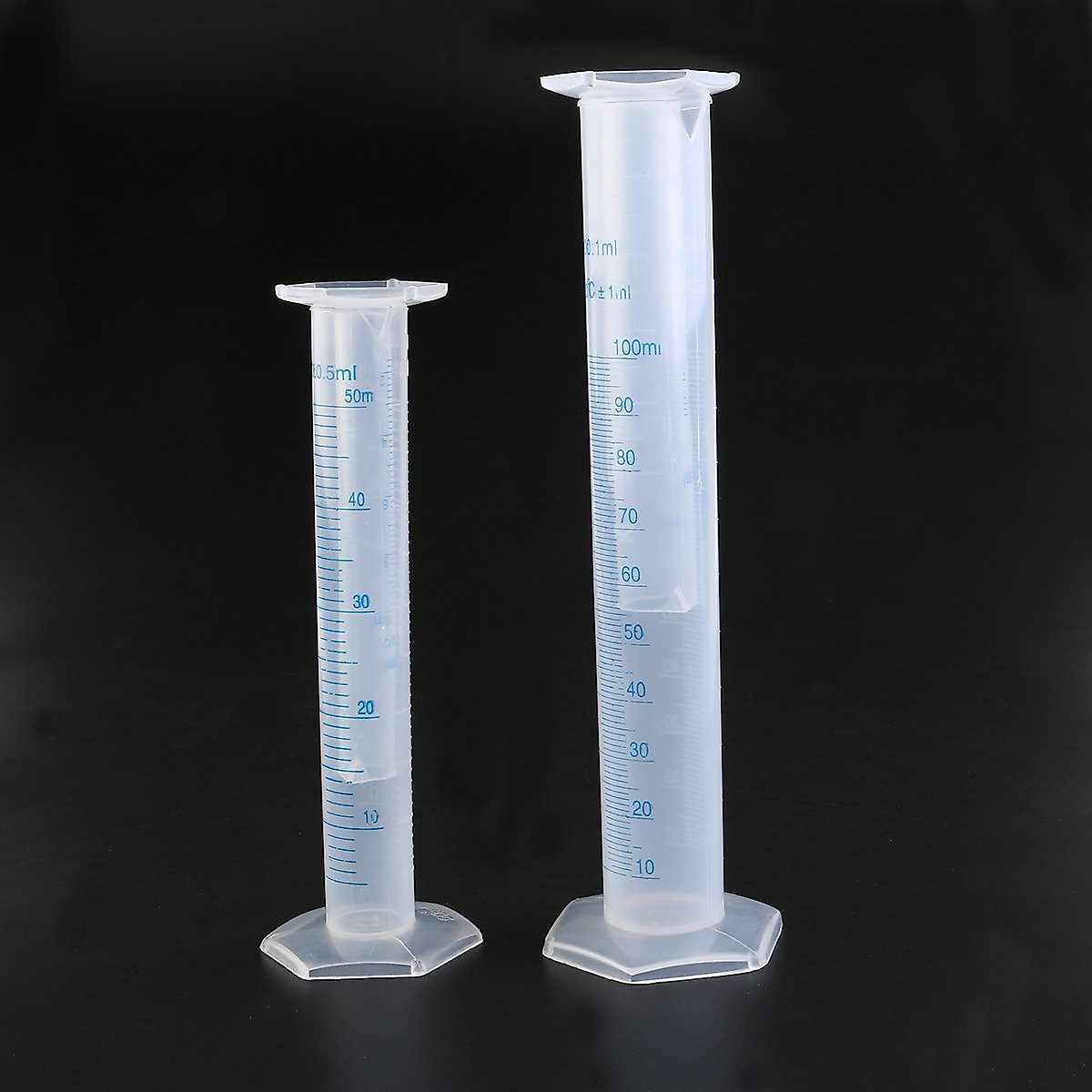 TOYMYTOY Plastic Graduated Cylinders 4 Piece Set 10ml 25ml 50ml 100ml(Transparent)