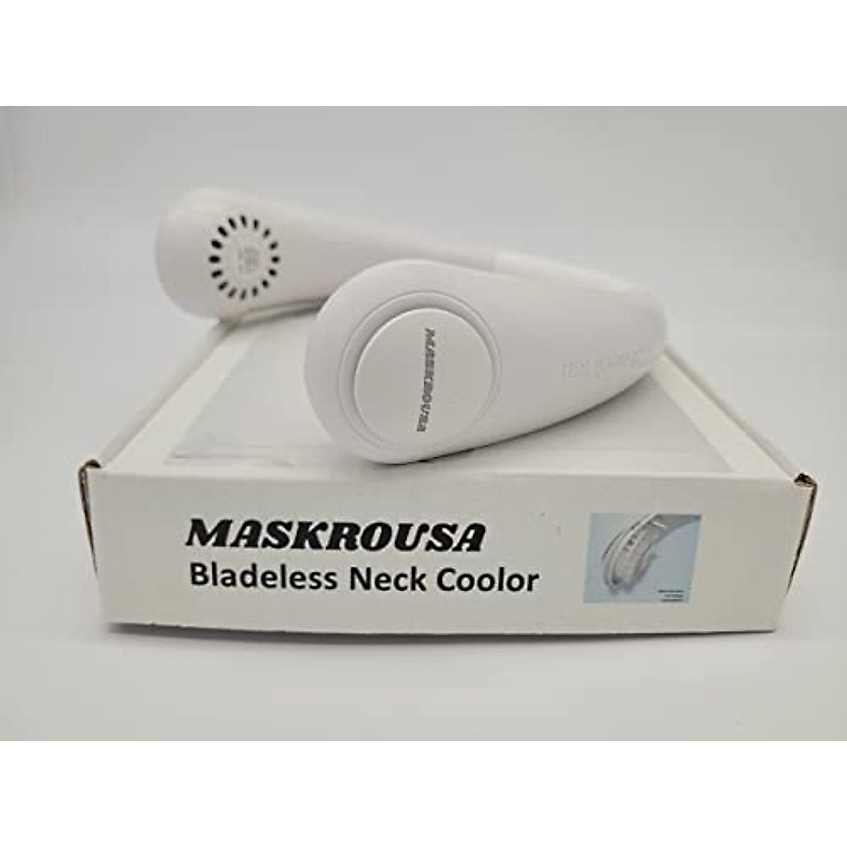 MASKROUSA Portable Neck Fan - Rechargeable Personal Air Cooler Fan, Hands Free Bladeless Neck Fan, 3 Wind Speed and Low Noise with Lightweight, Wearable Neck Cooling Fan