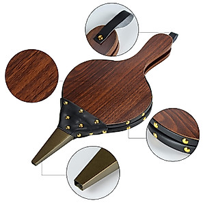 TJ.MOREE Fireplace Bellows Indoor 15.5"x 6.9" Wood Fire Blower with Hanging Strap, Metal Nozzle, Great Tool for Fireplace, Fire Pit, Wood Stove, BBQ, Outdoor Camping - Brown