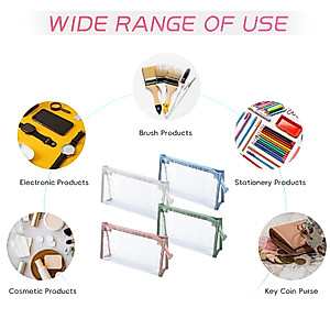 XJMWXHFC 4Pcs Travel Cosmetic Makeup Bags, Clear Pencil Cases, Transparent Pencil Pouch with Zipper, Multi-function Stationery Organizer for Adults Home, Office, Vacation (Blue, Green, White, Pink)