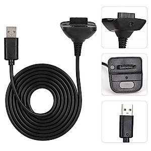2 in 1 USB Fast Charging Cable for Microsoft Xbox 360 Controller, Charger Cord for Xbox 360 Game Controller, 1.5m/4.92ft(Black)