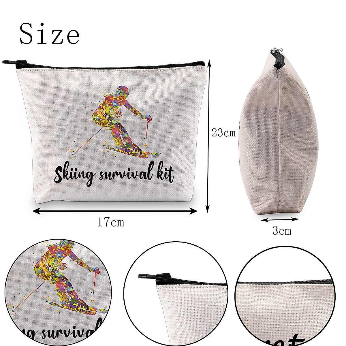 POFULL Skiing Bag Skiing Team Gifts Skiing Survival Kit For Ski Lover Skiing Gift For Enthusiasts Cosmetic Bag (Skiing survival kit bag)