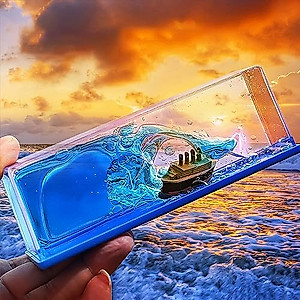 Ksgolif Cruise Ship Fluid Drift Bottle, Unsinkable Boat in a Box, Titanic Cruise Ship Model Liquid Wave Cruise Ship Decoration, Cruise Ship That No Longer Sinks Toy, for Car Display Cases & Gifts-E