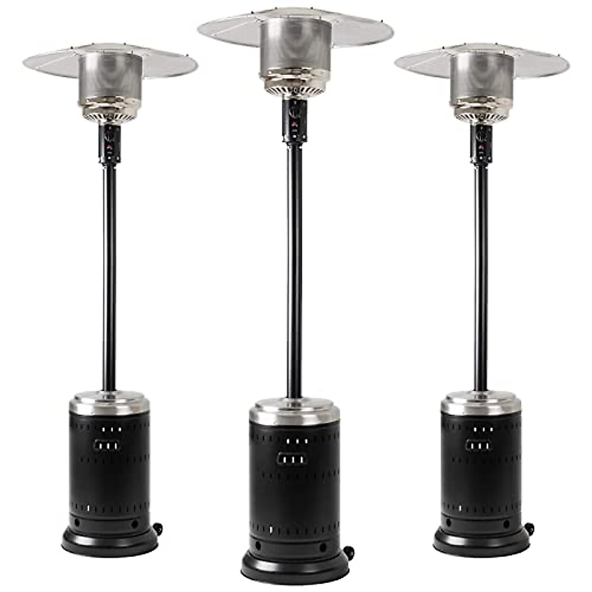 PIONOUS 46,000 BTU Outdoor Power Propane Heater with Wheels, suitable for Potluck, Hotel, Gardens, Homes, Parties, Cruises- Black, 3 Set