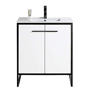 Fine Fixtures Vdara 30" Bathroom Vanity Cabinet Set, White Straight Grain