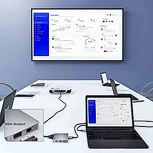 14 in 1 USB 3.1 Type-C HUB USB -C to HDMI 4K 30Hz VGA 100W PD Charging Adapter RJ45 Audio SD TF Card Reader USB 3.0 Hub for MacBook Nintendo Samsung Dex (Silver)