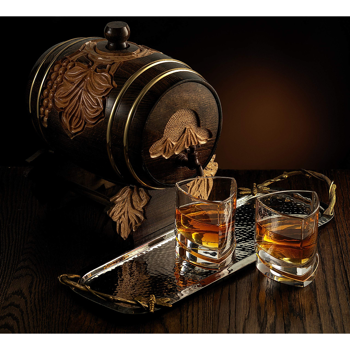 JoyJolt Aqua Vitae Premium Whiskey Glass Set of 2. Triangle Whiskey Glasses with Off Set Base. Old Fashioned Rocks Glasses for Scotch and Bourbon. Whiskey Tumbler Gifts for Men.