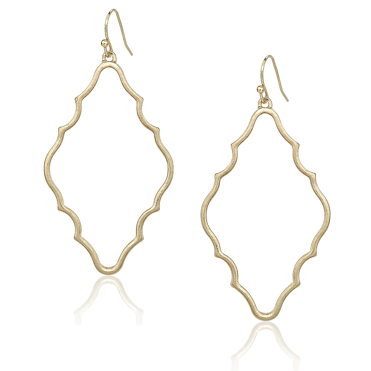 POMINA Lightweight Simple Basic Geometric Gold Dangle Drop Earrings Open Gold Teardrop Earrings for Women (A) Worn Gold)