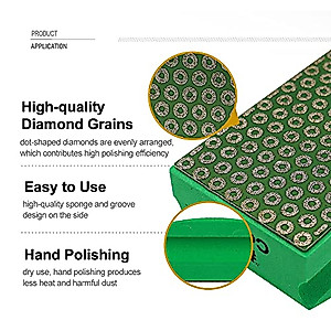 SHDIATOOL Electroplated Diamond Hand Polishing Pads Foam Back for Granite Marble Stone Ceramic(6pcs/Set)