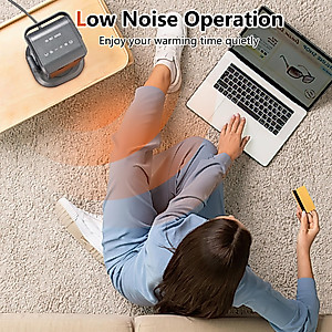 Space Heater, 1500W Fast Electric Heater for Indoor Use with Remote Control, PTC Small Heater with Heating and Fan Modes for Bedroom, Office, kids room