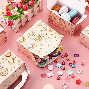 24 Pack Boho Rainbow Party Favor Boxes Rainbow Treat Boxes Paper Rainbow Goody Goodie Bags for Kids Birthday Party Supplies Baby Shower Favor Supplies, 4.7 x 2.36 x 5.12 Inches