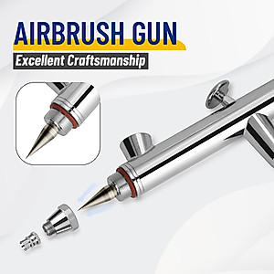 Fengda Airbrush FE-183K Precision Dual Action Airbrush Set for Gravity Feed with 3 Cup Sizes and 3 Nozzles (0.3, 0.5 and 0.8mm)