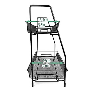 Glynae Kitchen countertop organizer spice rack L35 x W17 x H32.5 cm Bathroom counter organizer storage shelf easy to install and firm - Black
