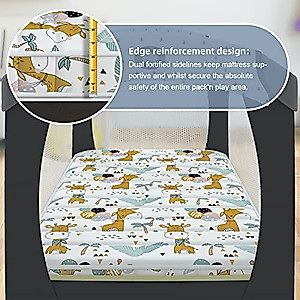 Moonlight Family Noiseless 3” Pack n Play Mattress, 38”x26” Premium Foam Portable Pack and Play Mattresses, Odorless & Steady Playard Mattress fits ONLY Playpens (28.5 * 39.5"), Giraffe