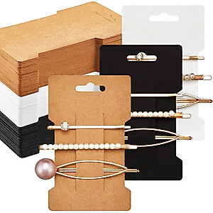 Outus 120 Pieces Hair Clip Display Cards - 6 x 10 cm Kraft Paper Rectangular Card Holders for Hair Bows, Barrettes, and Accessories Organizing in 3 Colors