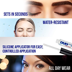 DUO Quick-Set Strip Lash Adhesive - White/Clear, Latex-Free, Water-Resistant, Long-Lasting, Lash Glue, 0.18 oz, 2-Pack