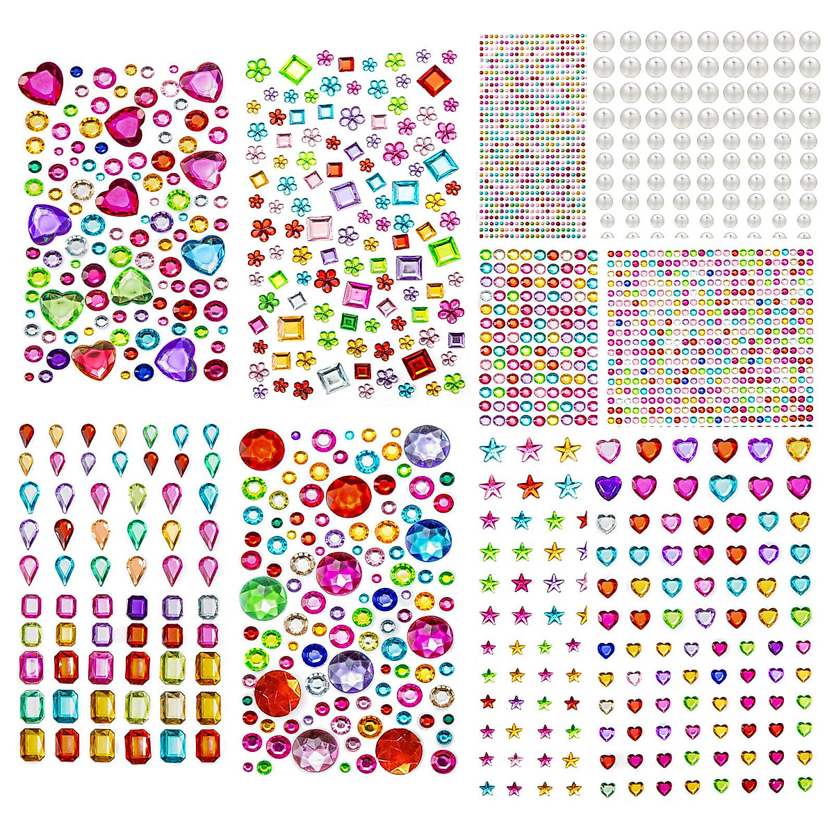 2774PCS Gem Stickers, Self Adhesive Gems for Crafts, Acrylic Bling Heart Stickers, Jewel Stickers Crafts self Adhesive, Assorted Shapes Jewels Rhinestones Stickers, Craft Supplies for Kids