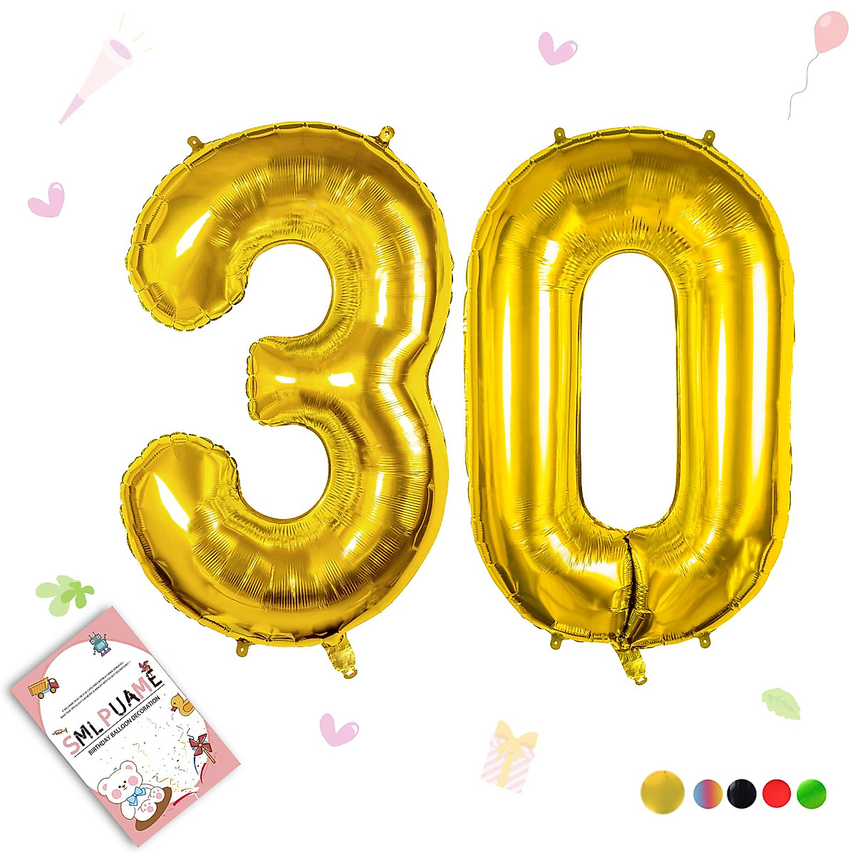 Smlpuame 40 inch Number Balloon 0-9 Gold Large Number 30 Balloons,Digital Balloons for Birthday Party Celebration Decorations Supplies, Helium Foil Number Balloons for Wedding Anniversary