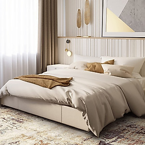 OIGAE Washable Rug 9x12, Abstract Modern Area Rugs with Non-Slip Backing, Non-Shedding Floor Mat Throw Carpet for Living Room Bedroom Kitchen Laundry Home Office, Gold/Brown